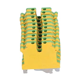Set of 2 Ground Terminal, Yellow Green 50Pcs Flame Retardant DIN Rail ...