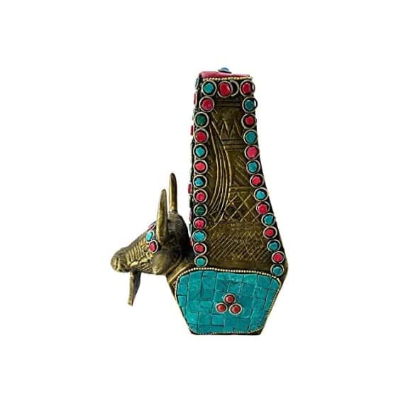 Buy Brass Artifacts Brass Temple Bull Shiva Nandi Statue with Colorful ...