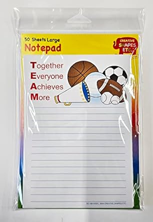 SHAPES ETC. 50 Sheets Team Large Lined Notepad 5x7in Sports Notepads ...