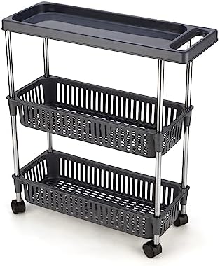 Rasvesh Plastic-Stainless Steel Fruit & Vegetable 2+1 Stand Kitchen ...