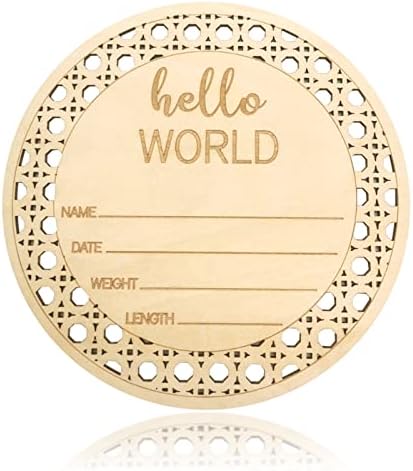 Amazon.com: Rattan Hello World Newborn Sign, Wooden Baby Announcement ...