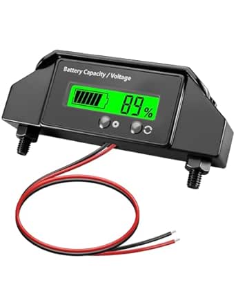 Amazon.com: Golf Cart Battery Voltage Meter with Bracket, DC 12V 24V ...