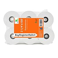 (6 Rolls) 2 1/4 x 150 ft, White, adding machine tape Paper Rolls ...