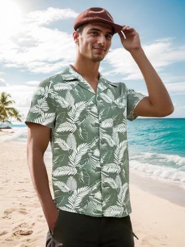 Snapklik.com : Mens Hawaiian Shirt Short Sleeves Printed Casual Button ...