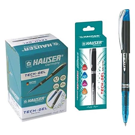 Hauser Tech-Gel Roller Gel Pen Blue Pack of - 10 : Amazon.in: Office ...