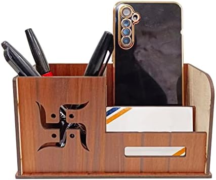 Myenal swastik Pen stand card holder for office table MDF Pencil Holder ...