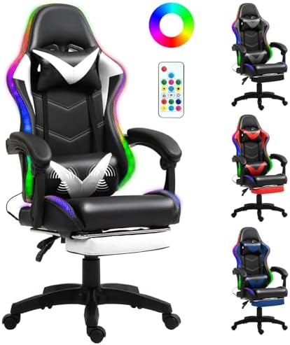 Amazon.com: Bestier Gamer Chair with RGB LED Lights, Breathable Fabric ...
