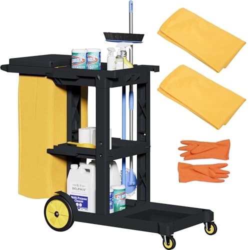Snapklik.com : YITAHOME Cleaning Cart, 3-Shelf Commercial Traditional ...
