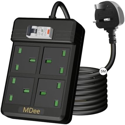 RCD Extension Lead with Earth Leakage Protection, SAFEMORE 4 Way Heavy ...