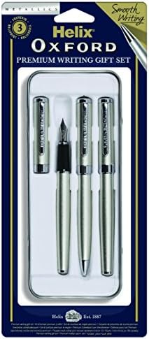 Helix Oxford Metallics Silver Premium Writing Set (Includes Fountain ...