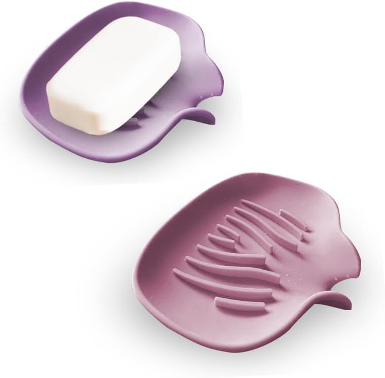 Amazon.com: 2PCS Mcyye Self Draining Soap Dishes, Premium Silicone Soap ...