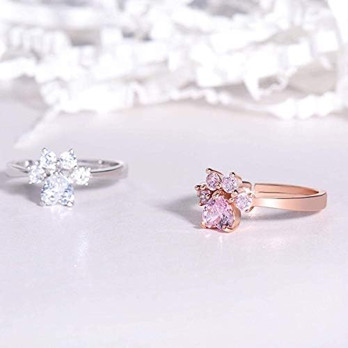 Amazon.com: Cat Paw Ring Paw Print Ring Sterling Silver Adjustable Pink ...