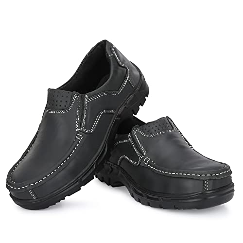 Buy ALLSAFE Men's Genuine Leather Without Lace Sports Look Comfortable ...