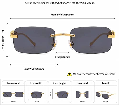 Buy Legend Eyewear Mc Stan Vintage Rimless Sunglasses Retro Luxury Gold ...