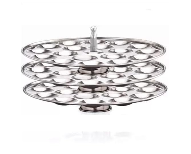 KLASSWARE STAINLESS STEEL 3 PLATES MINI IDLI STAND (54 IDLIS) : Amazon ...
