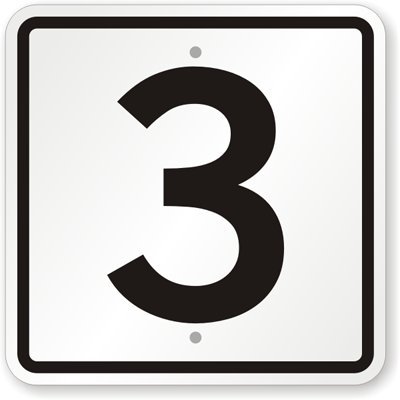 Sign With Number "3", Engineer Grade Reflective Aluminum Sign, 80 mil ...