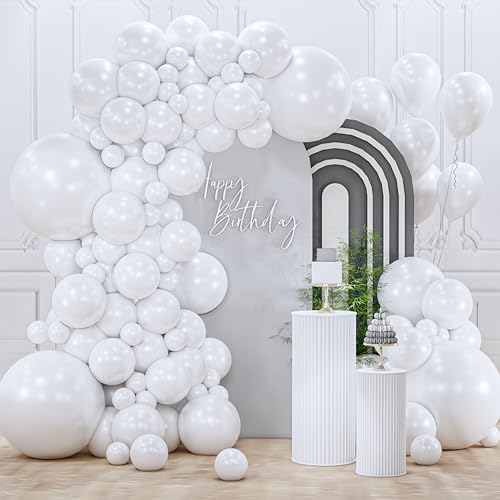 Amazon.com: PartyWoo Pearl White Balloons 155pcs Different Sizes Pack ...
