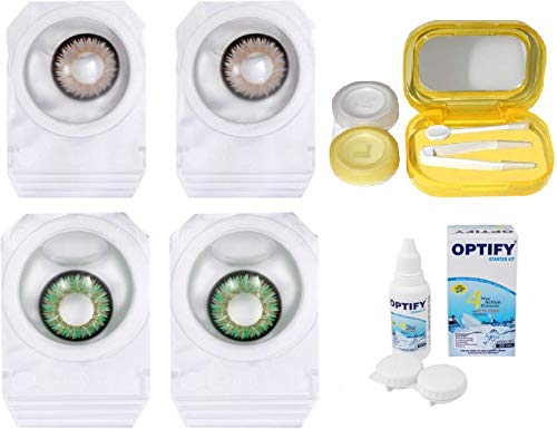 Buy Optify? 2 Pair Grey, Turquoise 0 Power Monthly Contact Lens with ...