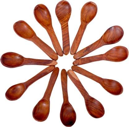 Buy ANB Enterprises Wooden Masala Spoons & Eating Spoons Set of 12 Wood ...