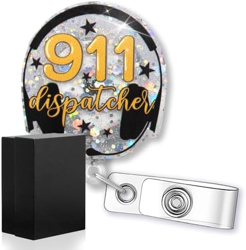 Amazon.com: rofiowa 911 Dispatcher Funny Glitter Badge Reel ...