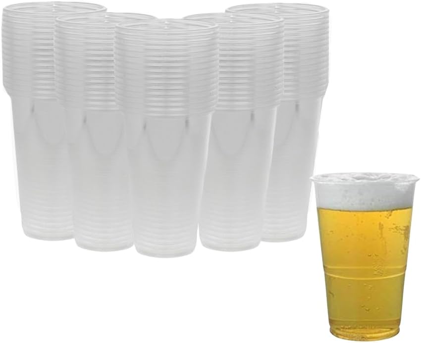 1ABOVE 50pk Half Pint Glasses, 330ml- Half Pint Plastic Cup, Strong ...