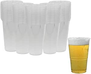 1ABOVE 50pk Half Pint Glasses, 330ml- Half Pint Plastic Cup, Strong ...