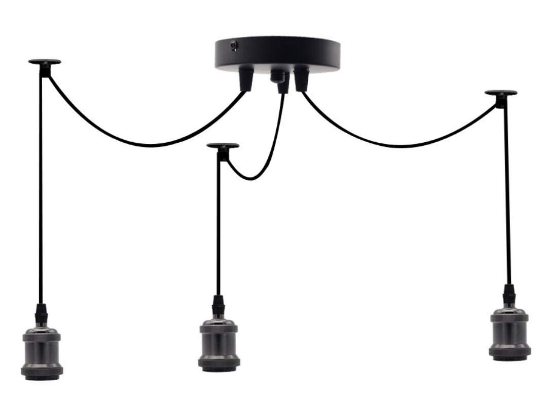 Vintage 3 Light Socket 3 Heads Industrial Pendant Lamp Lighting Hanging ...
