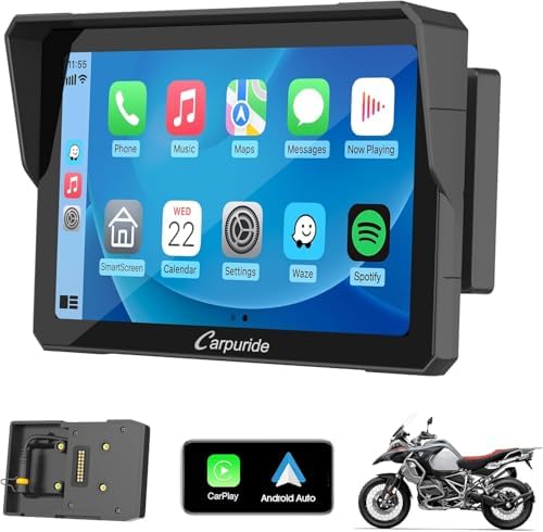 Carpuride W702B Motorrad GPS Carplay Bildschirm mit Design Halterung ...