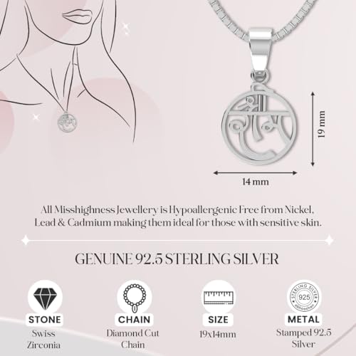 Miss Highness 925 Pure Silver Solitaire Pendant for Women | Without ...