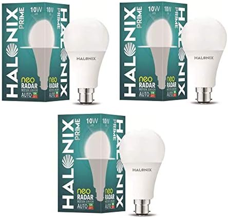 Halonix Neo Radar Base B22D 10-Watt Motion Sensor Led Bulb (Pack of 3 ...