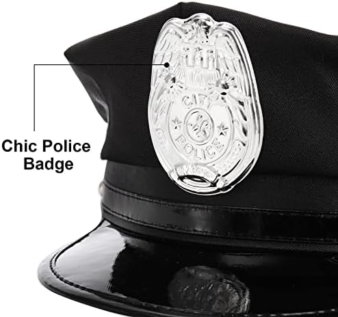 Amazon.com: Mezchi 4 Packs Black Police Hat Cop Hat for Adults, Unique ...