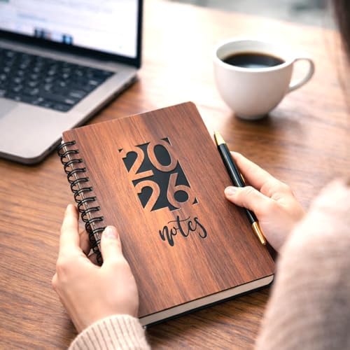 Decor1ders Wooden Spiral Notebook Diary 2026 – A5 Size (22.5×15 cm ...