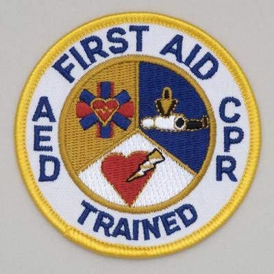 Amazon.com: First Aid CPR AED Trained © Embroidered Patch - 10 Pack - 3 Inch Diameter : Arts ...