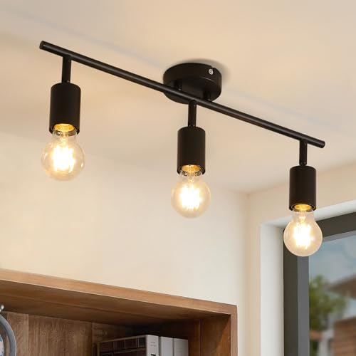 CBJKTX Ceiling Spotlight 3-Bulb Ceiling Light Black - E27 Hallway ...