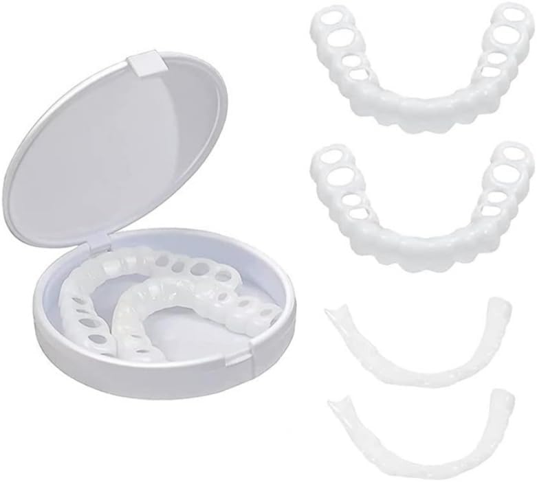 Clip in Veneers Instant Dentures Top & Bottom Set - Adjustable Snap On ...