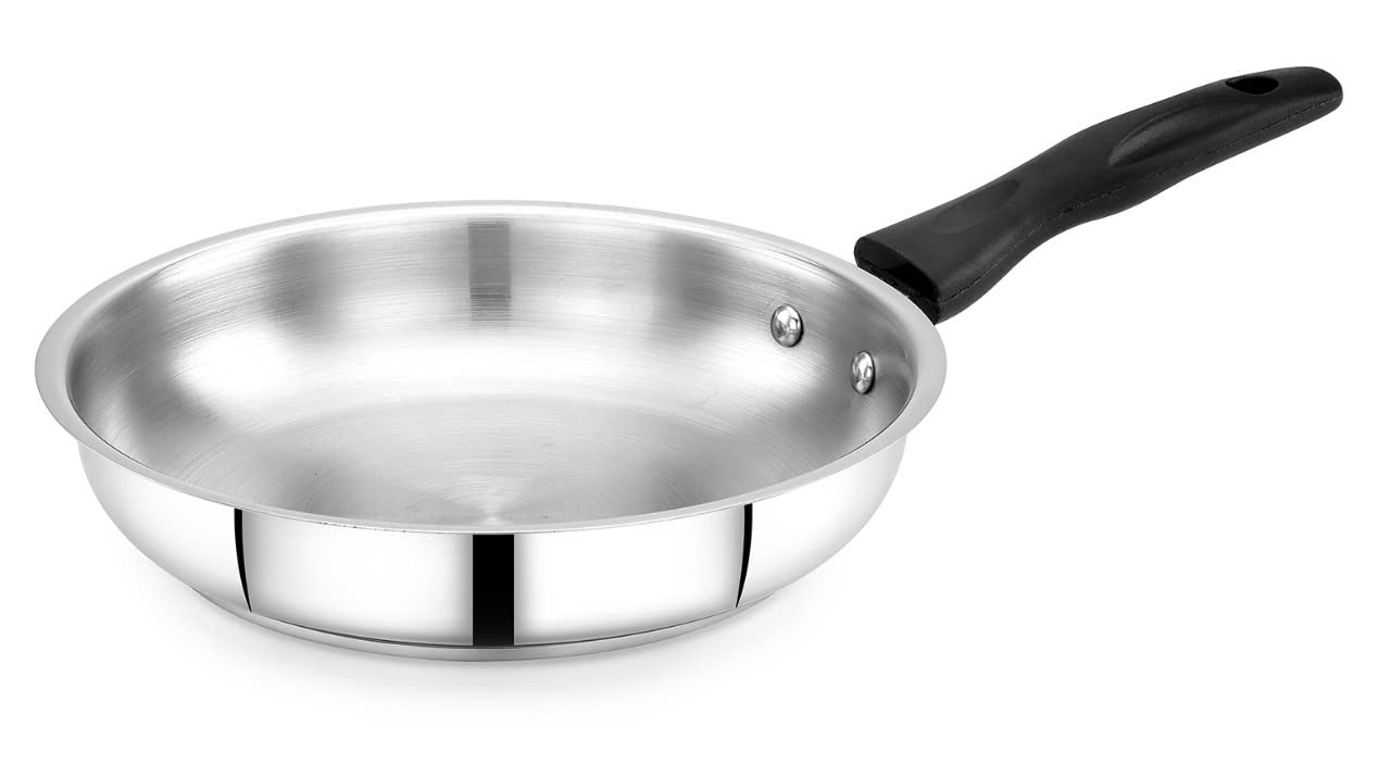 Buy Praylady Stainless Steel 3PLY Fry Pan (24 CM),Silver. Online at Low ...