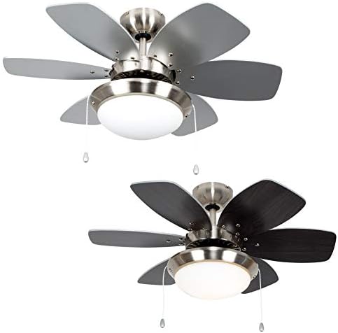 MiniSun Chrome 42" Modern Ceiling Fan with Spot Lights & Black/Silver ...