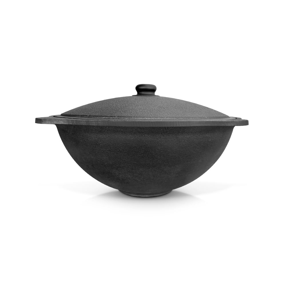 ZARENHOFF Gusseisen Kazan mit Deckel aus Aluminiumguss, flacher Boden ...