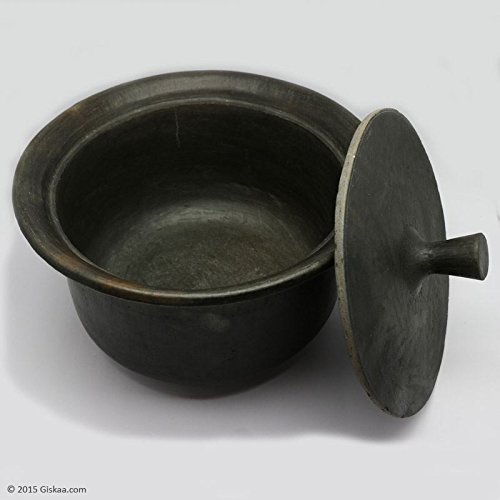 Buy GISKAA Black Pottery Rounded Cooking Pot (Made Using Natural ...