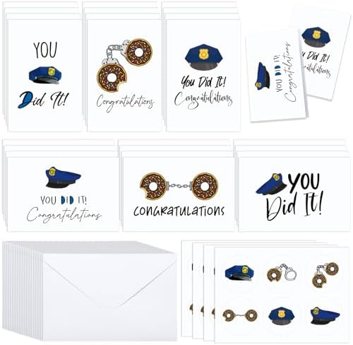 Amazon.com : Motiskyy 24 Sets Police Academy Graduation Card with ...