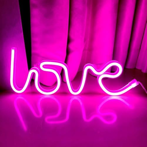 ENUOLI Love Neon Sign Pink Neon Light LED Neon Sign Neon Wall Light Art ...