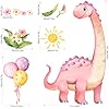 Amazon.com: Large Pink Dinosaur Wall Decals Cartoon Dino Balloon Flower ...