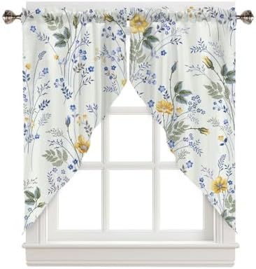 Amazon.com: Likiyol Floral Swag Curtains Yellow Weeping Flower Kitchen ...