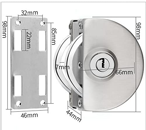 Glass Door Lock , Home, Office Single Door Lock, Fits on 1/2″ Glass,10 ...