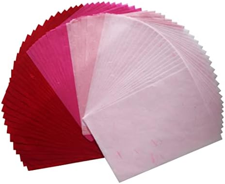 50 Mulberry Paper Sheets Plain Colors Origami Design Craft Hand Made ...