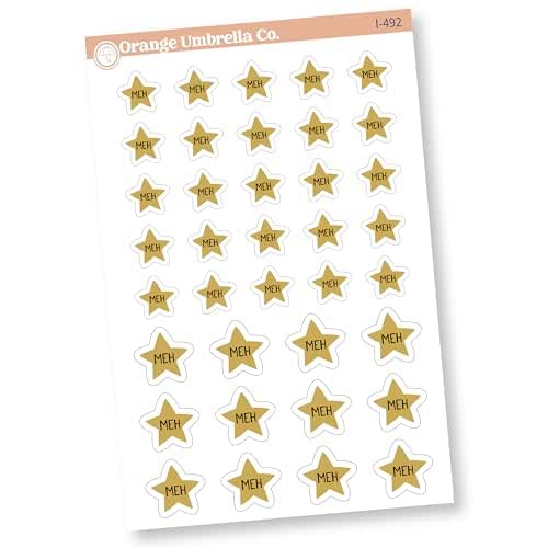Amazon.com: Sarcastic Planner Stickers | Meh Gold Star Icon Stickers ...