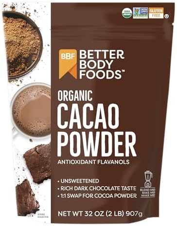Amazon.com : BetterBody Foods Organic Cacao Powder, Unsweetened, Rich ...