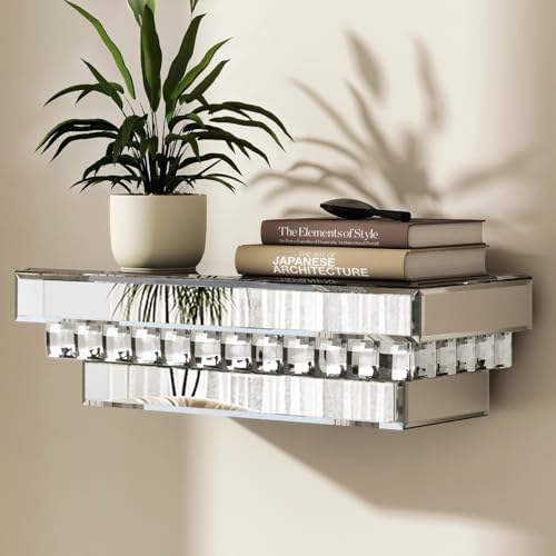 Amazon.com: SHYFOY Mirrored Floating Wall Shelf, Silver Mirror Crystal ...