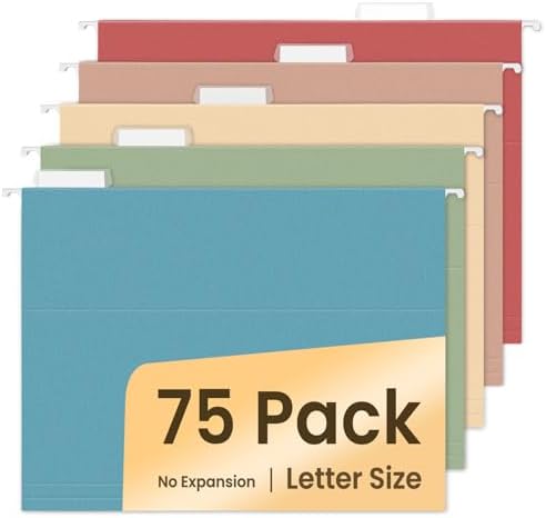 Amazon.com : SUNEE Hanging File Folders, Retro Colors - 75 Pack ...