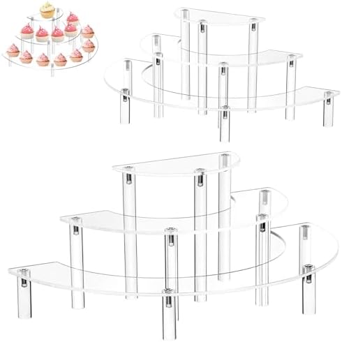 Amazon.com: Piegricdiat Acrylic 3-Tier Dessert Stand, Half-Moon Clear ...